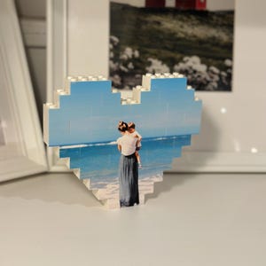 Medium Heart Photo Block Made From, LEGO® Bricks, Personalised, WHITE ...