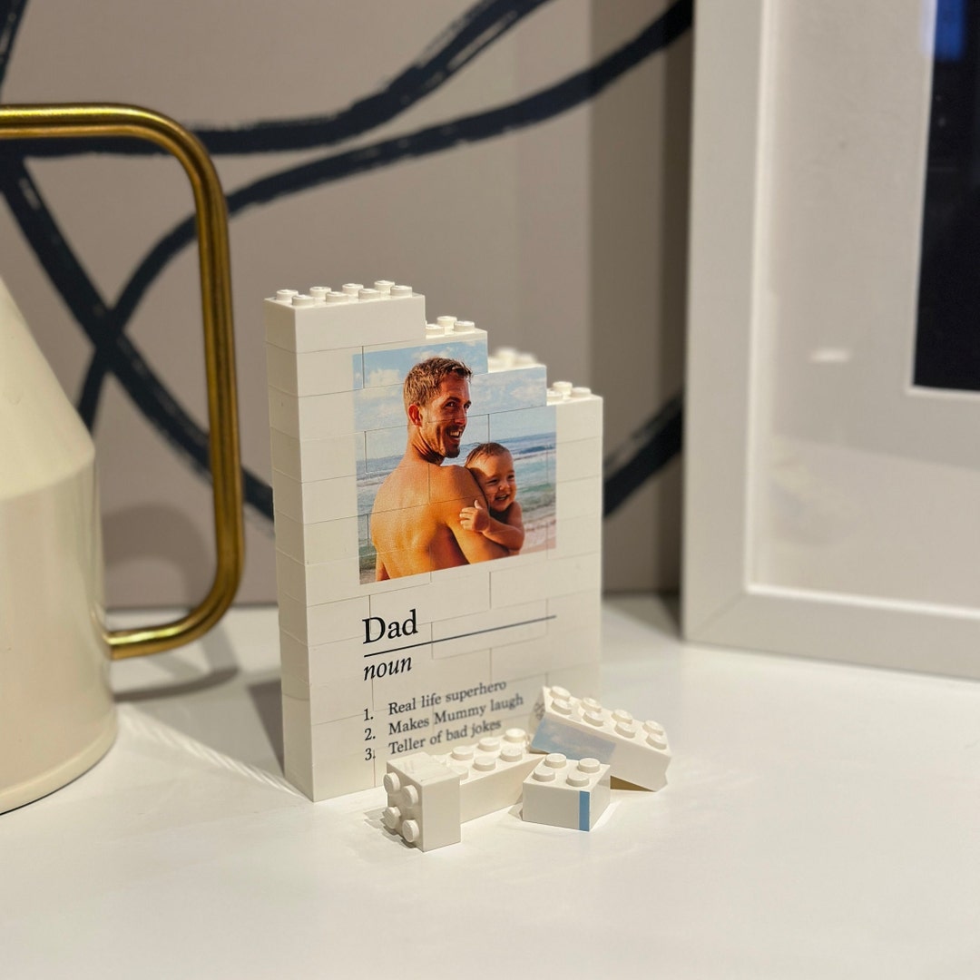 Personalised Dad LEGO® Brick Photo Block, Gift for Dad, Noun, Building ...