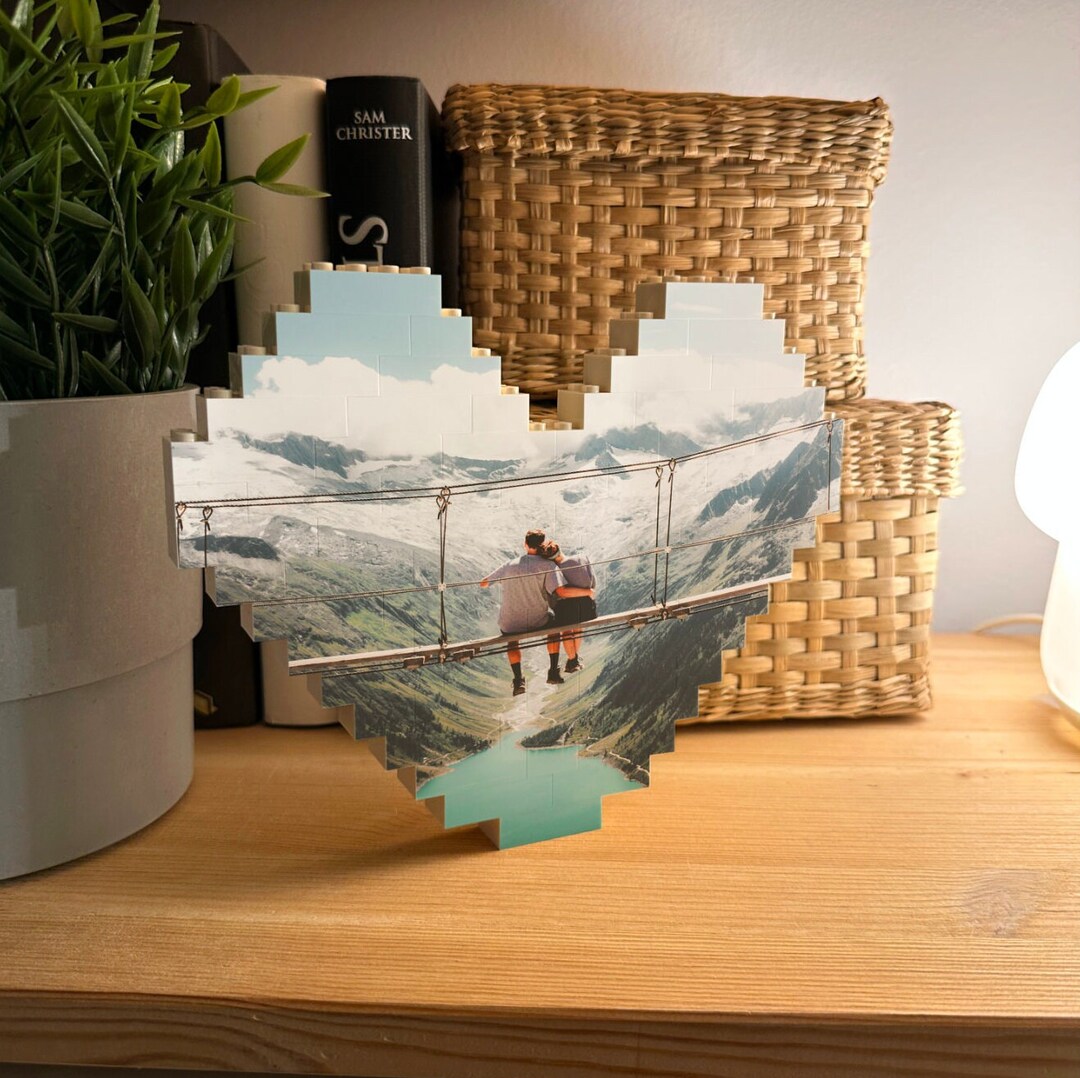 Large Heart Photo Block Made From, LEGO® Bricks, Personalised, WHITE ...