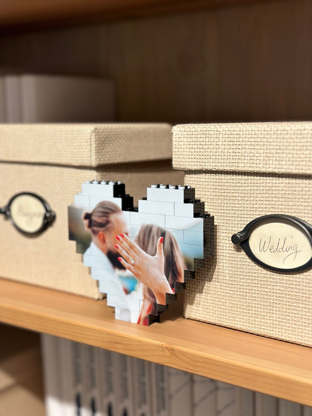 Medium Heart Photo Block Made From, LEGO® Bricks, Personalised, BLACK ...