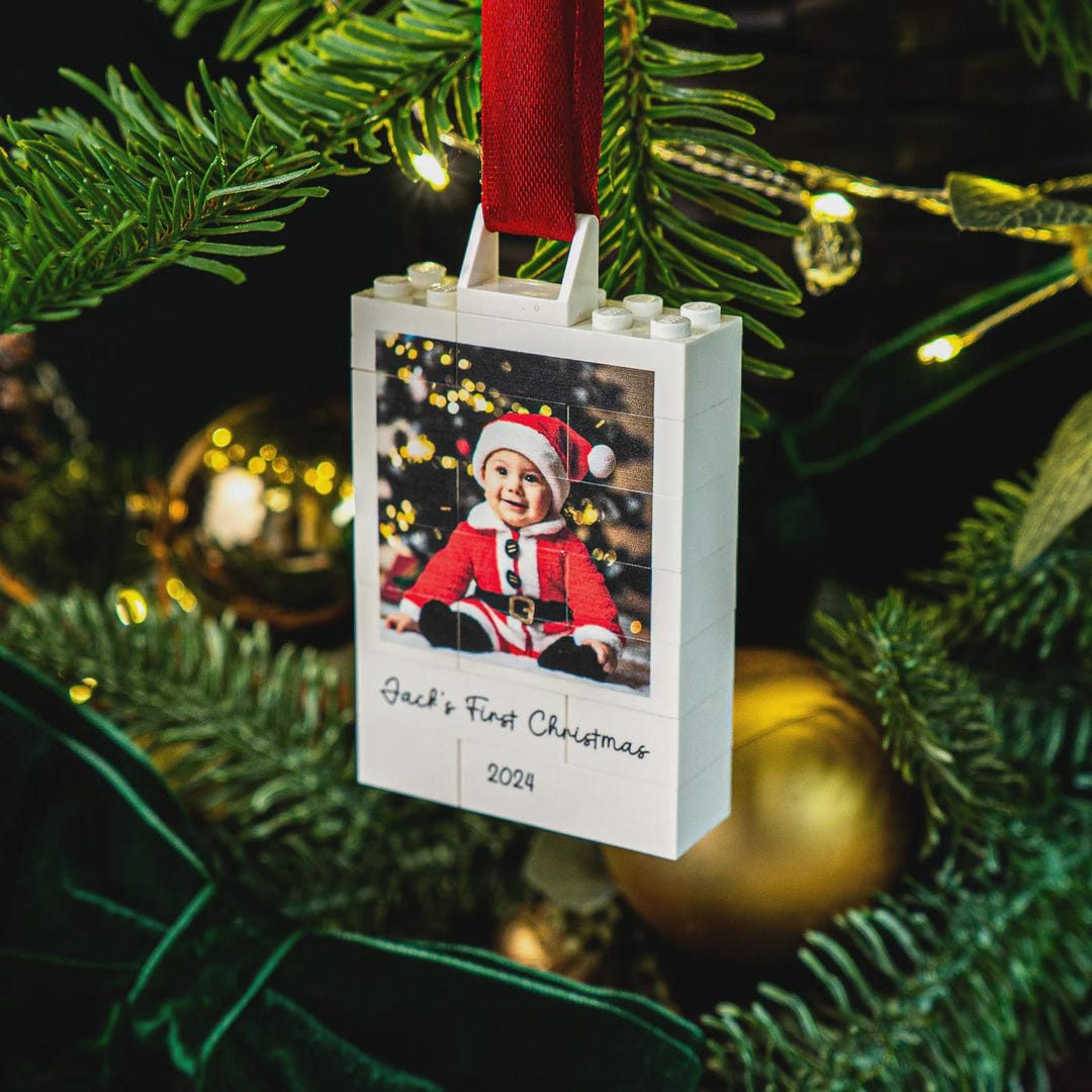 Personalised LEGO® Brick Photo Bauble - Christmas Tree Decoration ...
