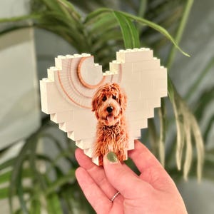 Medium Heart Photo Block Made From, LEGO® Bricks, Personalised, WHITE ...