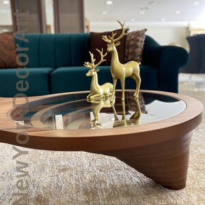Natural Walnut Wood Coffee Table: Modern Glass Top Design - Etsy