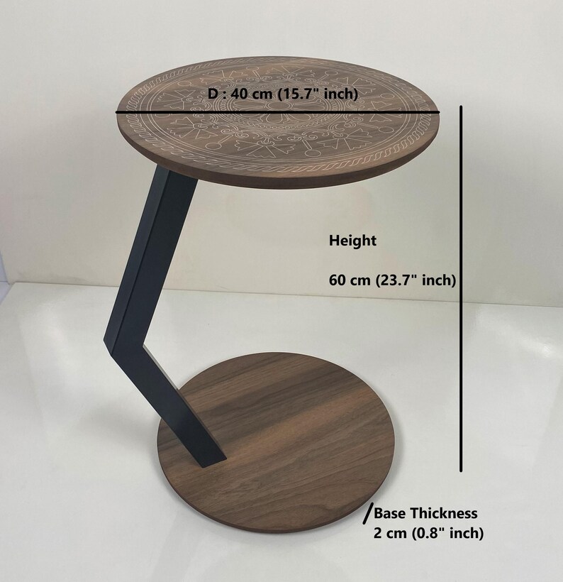 Modern C Table: Walnut Veneer Sofa Side Table - Etsy