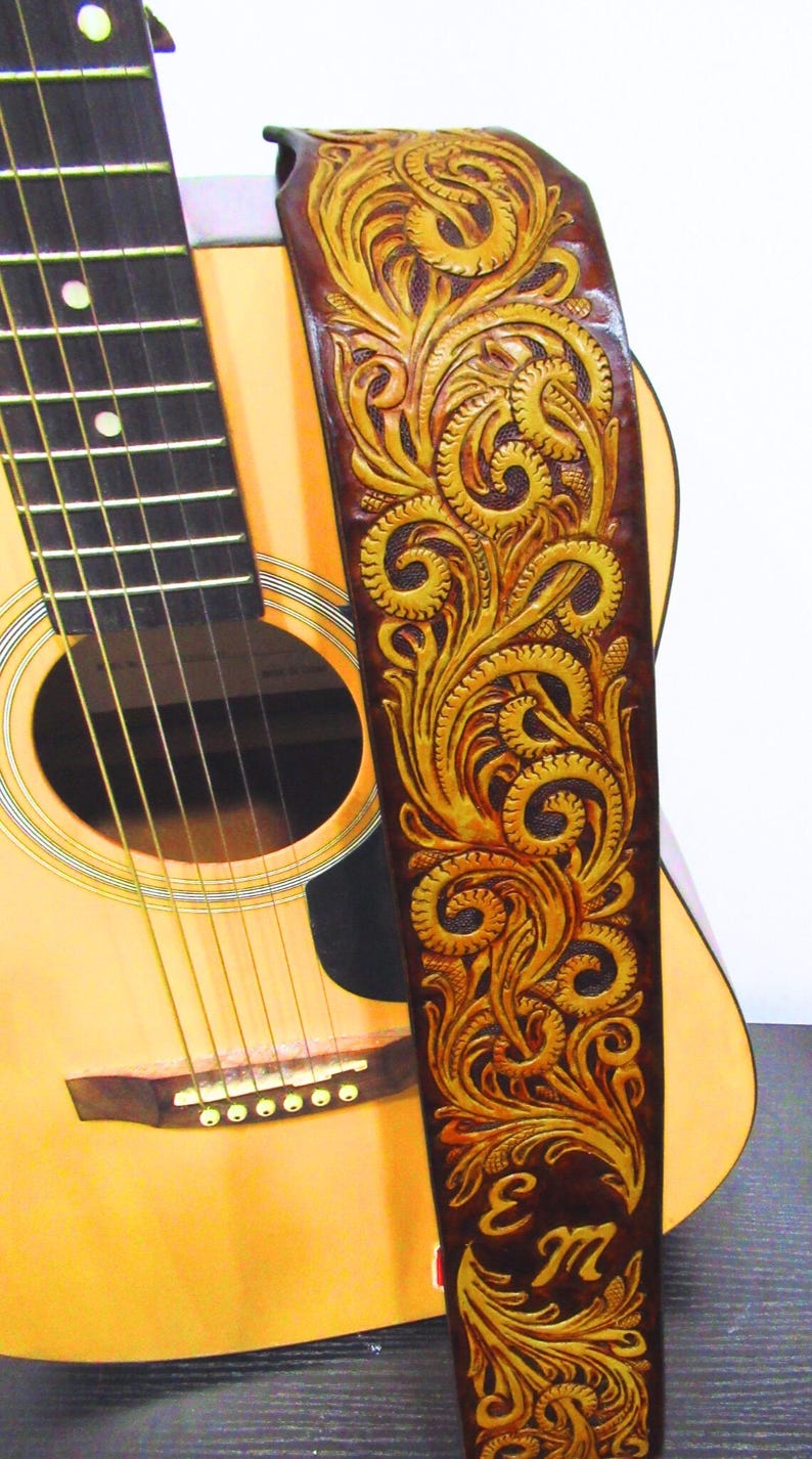 Handmade Leather Tooled Guitar/bass/banjo Strap - Etsy