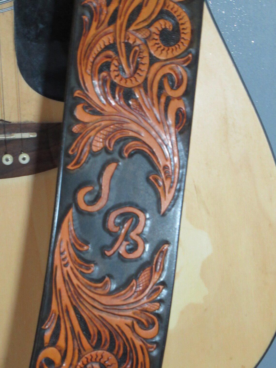 Handmade Leather Tooled Guitar/bass/banjo Strap - Etsy