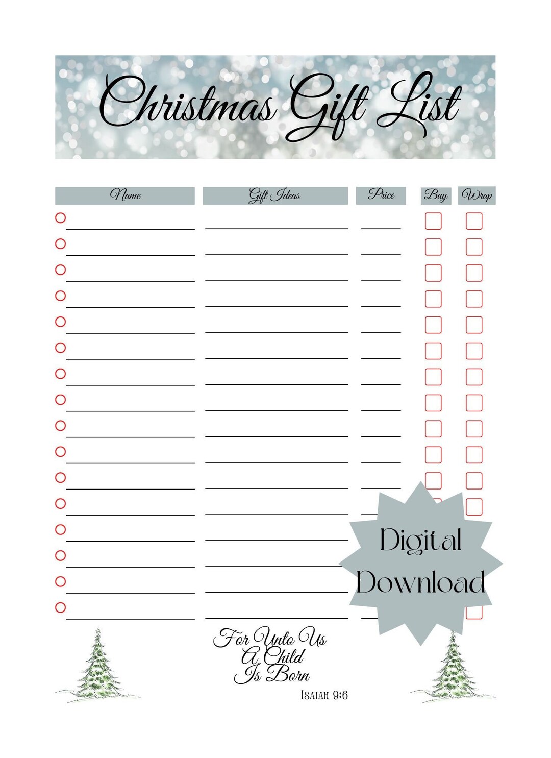 Ultimate Printable Christmas Gift List Planner, Gift Tracker, Christmas ...