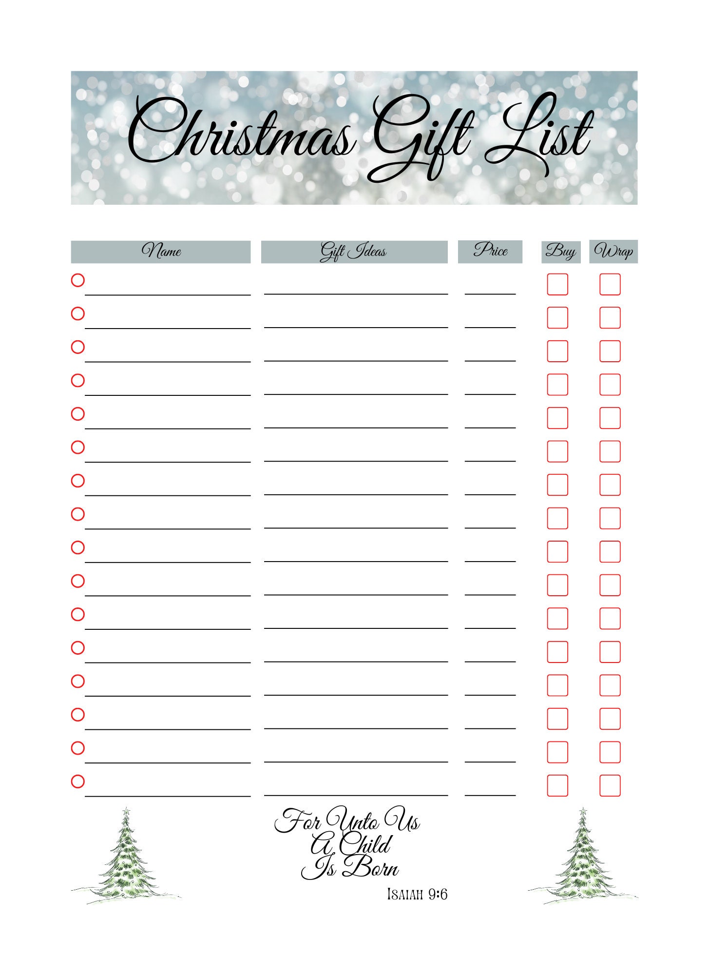 Ultimate Printable Christmas Gift List Planner, Gift Tracker, Christmas ...