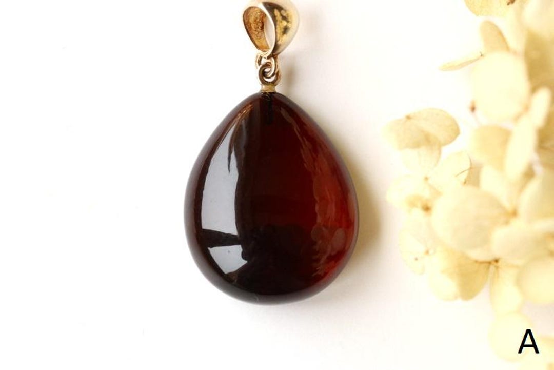 Deep Red Color Baltic Amber Pendant, Big Cherry Amber Pendant Stone ...