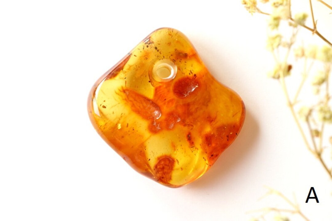 Cognac Lemon Color Baltic Amber Pendant, Boho Style Amber Pendant With ...