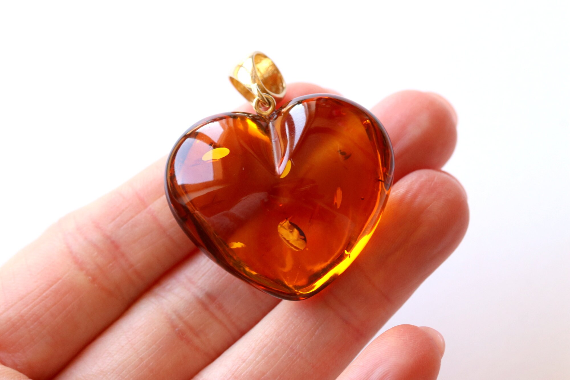 Super Large Baltic Amber Heart Pendant, Massive Amber Pendant With ...