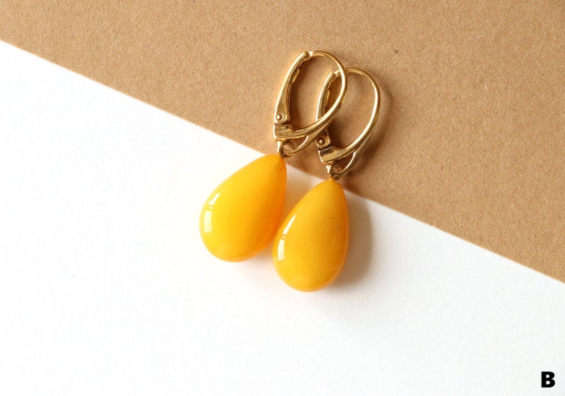 Butterscotch Amber Earrings Dangle Dark Yellow Amber - Etsy