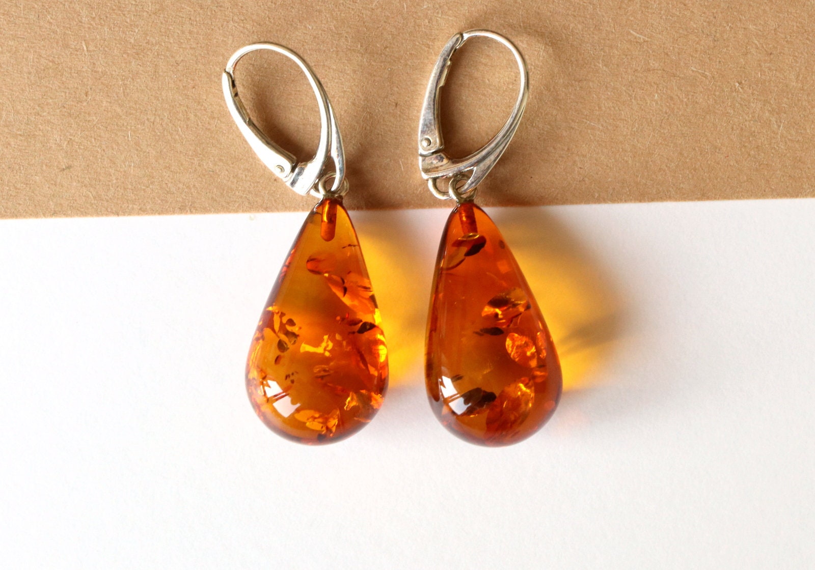 Golden Shiny Amber Earrings Amber Jewelry Teardrop Amber - Etsy