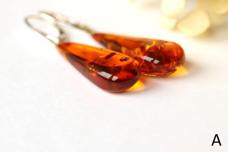 Golden Shiny Amber Earrings, Amber Jewelry, Teardrop Amber Earrings ...