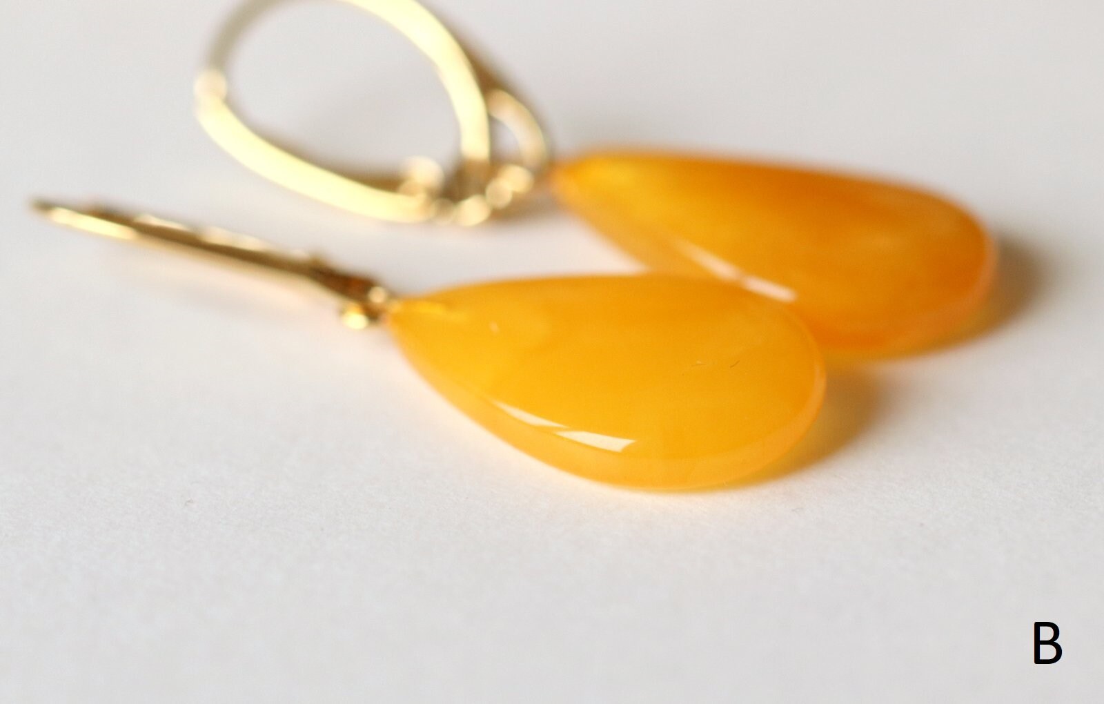 Egg Yolk Amber Earrings Dangle Teardrop Antique Gemstone Earrings ...