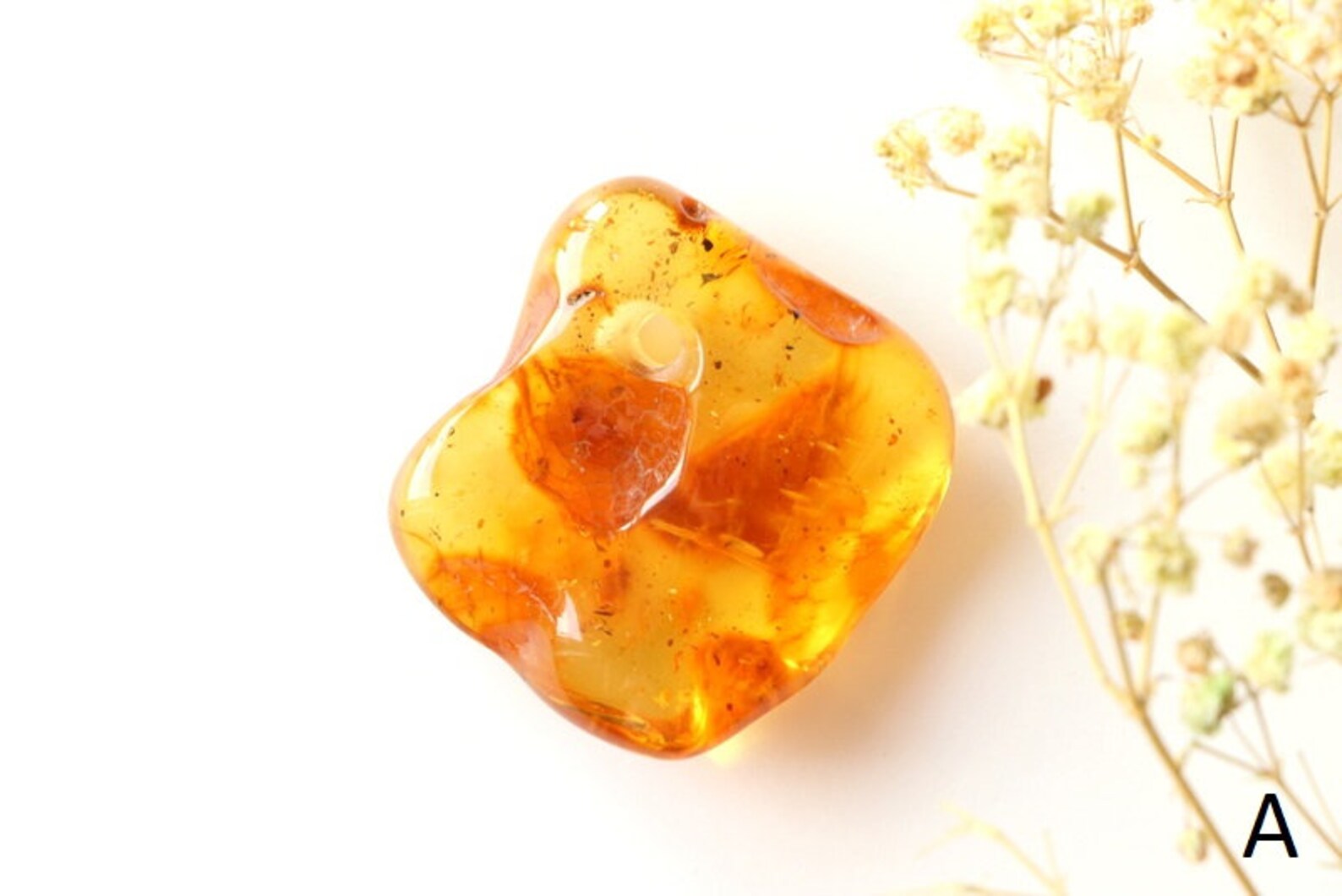 Cognac Lemon Color Baltic Amber Pendant, Boho Style Amber Pendant With ...