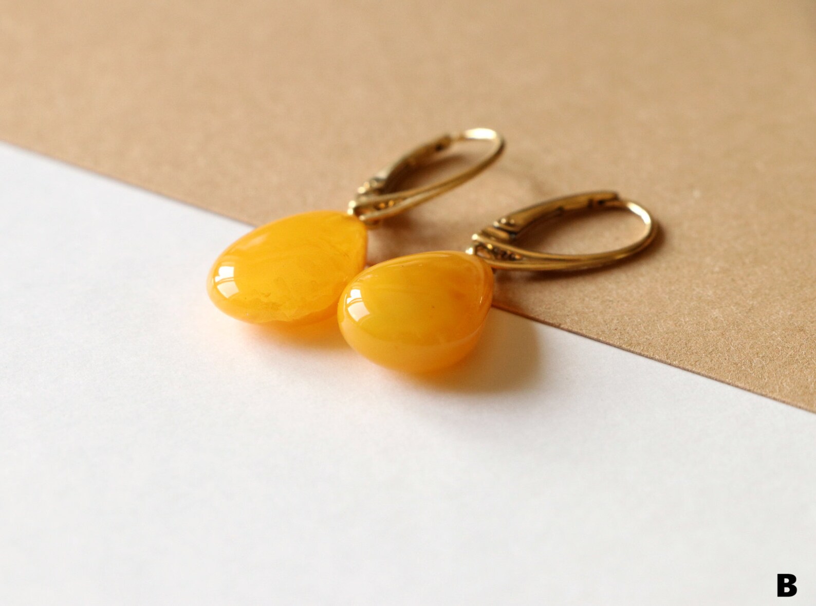 Egg Yolk Amber Earrings Dangle Teardrop Antique Gemstone - Etsy