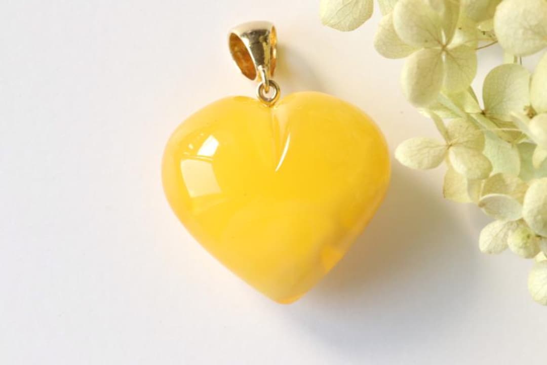 Very Large Natural Baltic Amber Heart Pendant, 100% Genuine Baltic ...