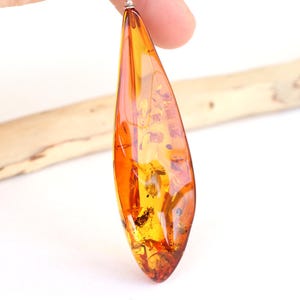 Long Cognac Amber Pendant Natural Baltic Amber Jewelry Amber Jewellery ...