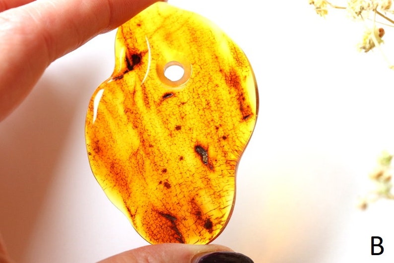 Cognac Lemon Color Baltic Amber Pendant, Boho Style Amber Pendant With ...