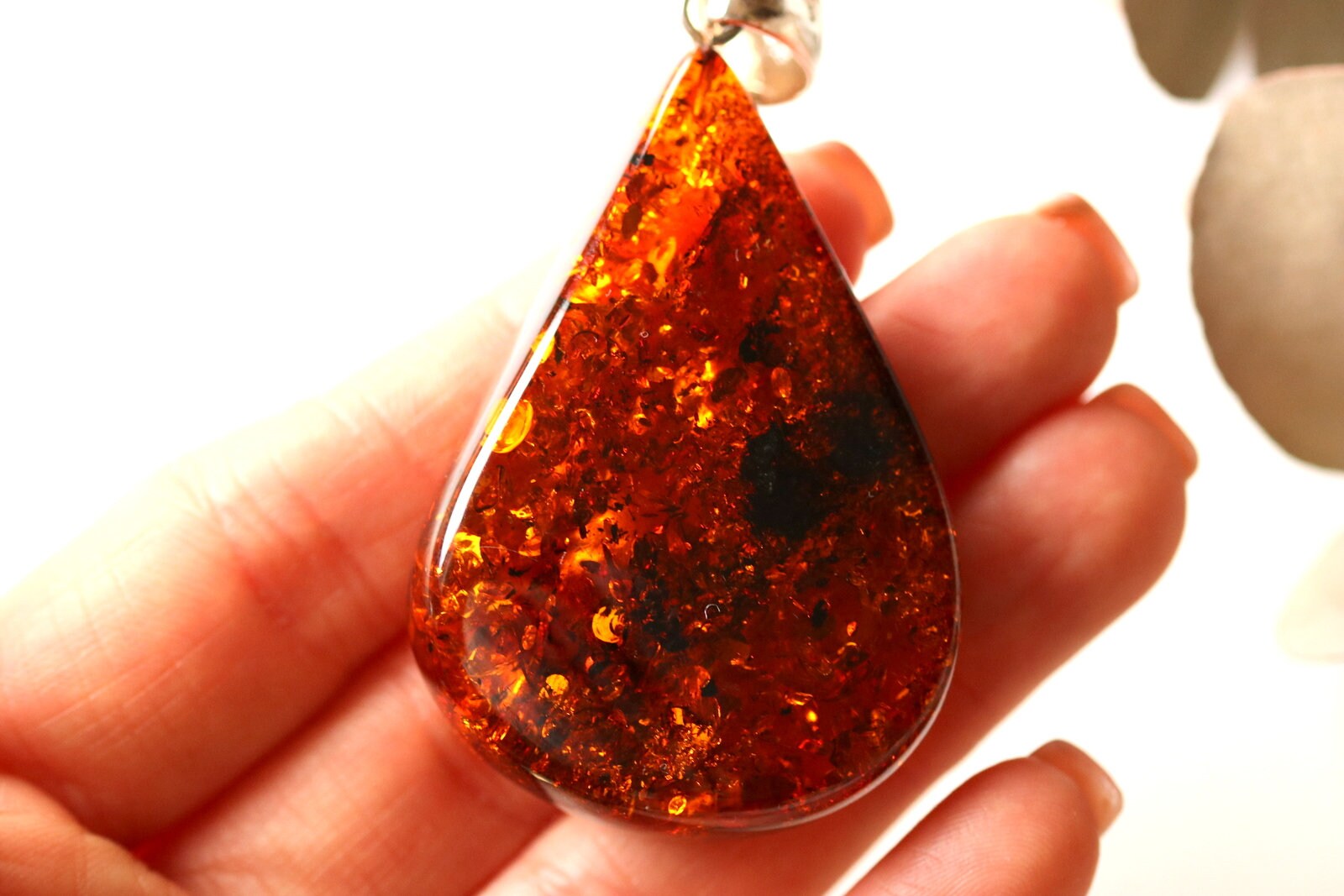 Massive Baltic Amber Pendant Drop Large Orange Amber Pendant - Etsy