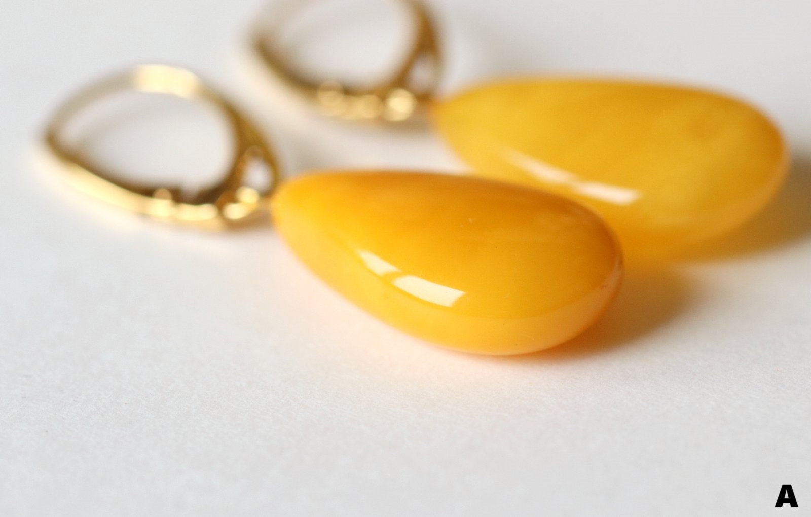 Egg Yolk Amber Earrings Dangle Teardrop Antique Gemstone Earrings ...