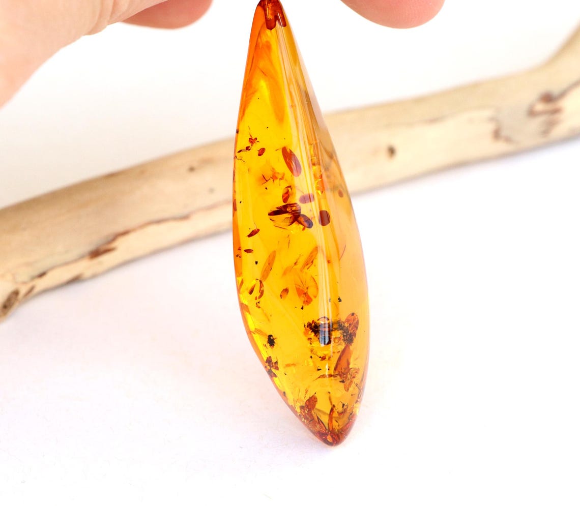 Long Cognac Amber Pendant Natural Baltic Amber Jewelry Amber Jewellery ...