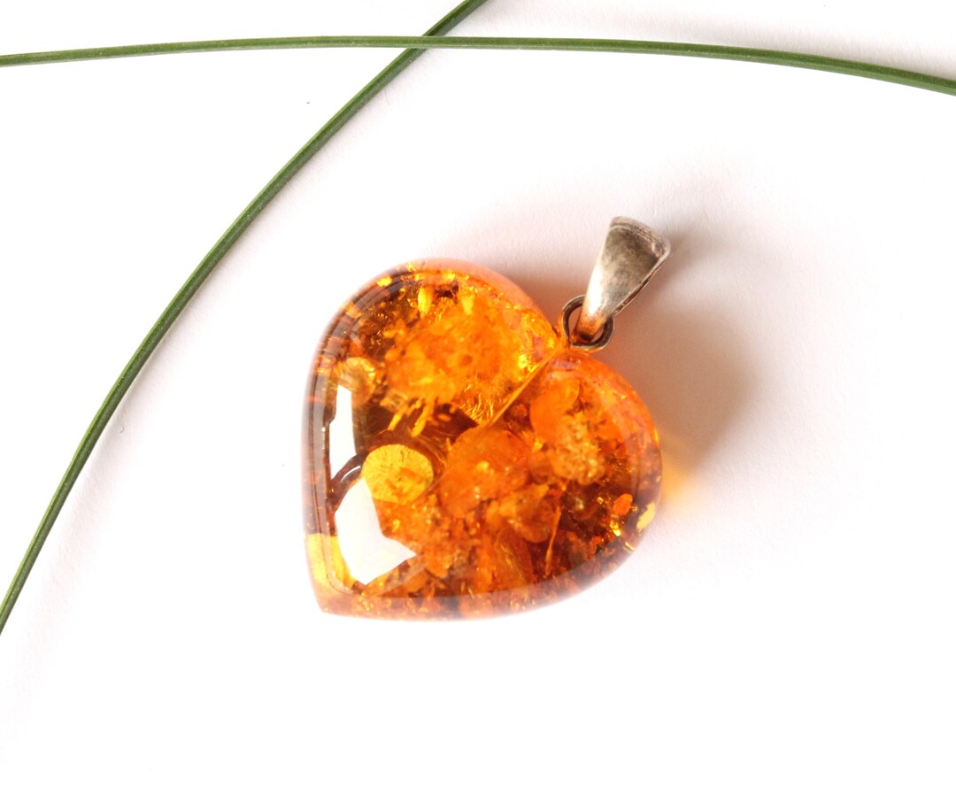 Heart Shape Honey Amber Pendant Amber Jewelry Natural Baltic - Etsy