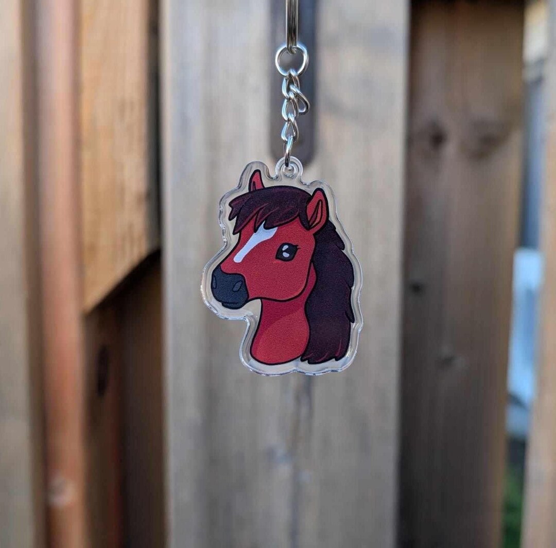 Liver Chestnut Horse Keychain With Blaze - Etsy