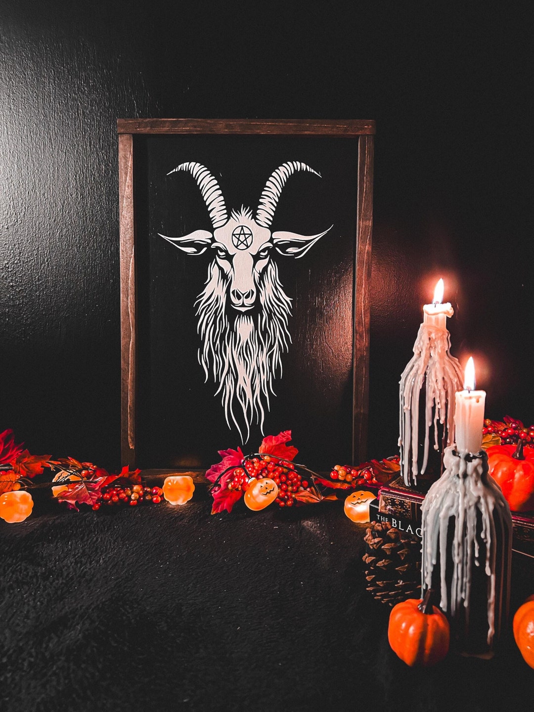 Baphomet Handmade Wooden Sign | Dark Occult Home Decor | Gothic Wall Art | Satanic Home Decor ...