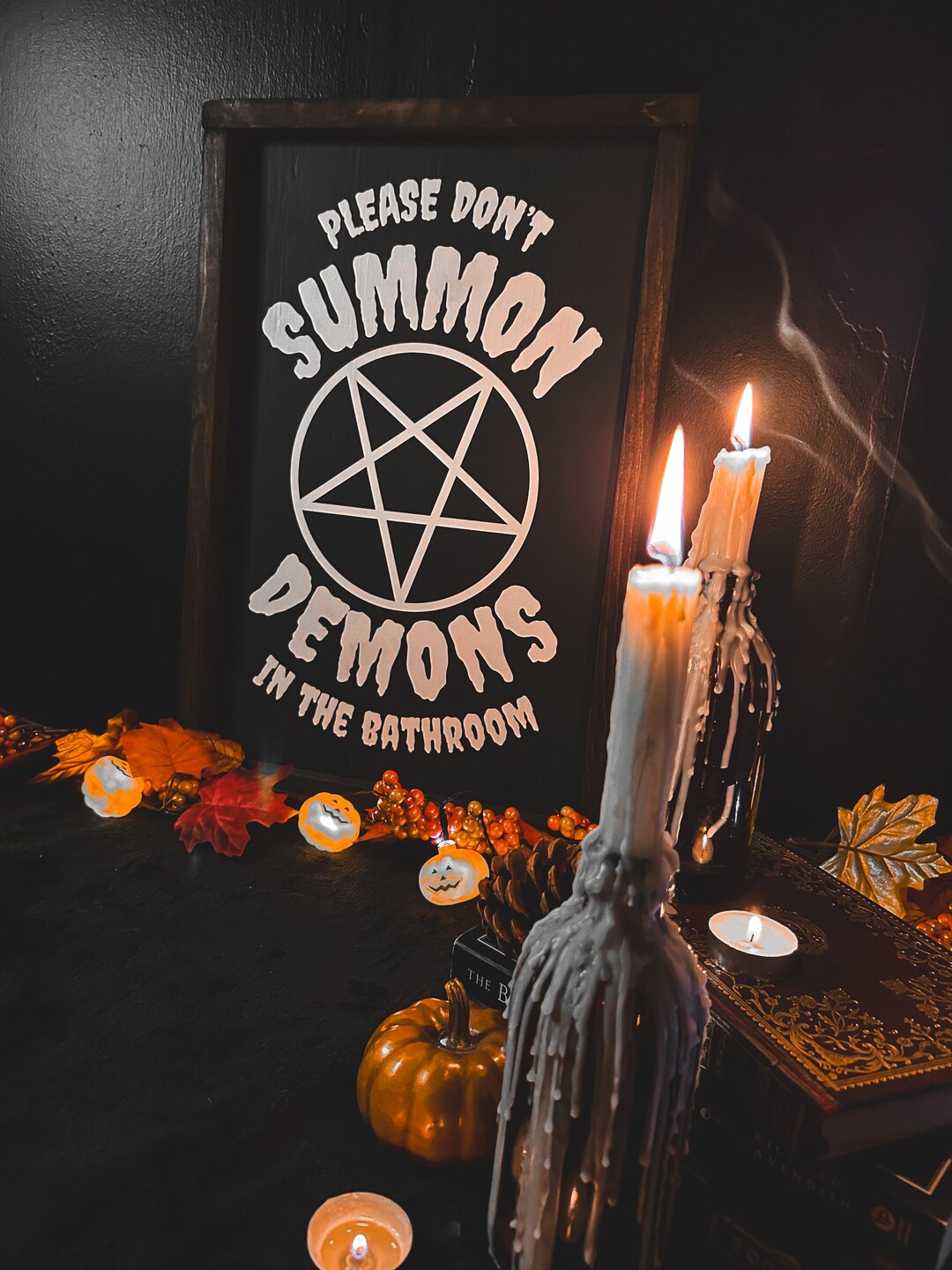 Demon Bathroom Sign | Funny Witch Bathroom Sign | Gothic Bathroom Décor ...