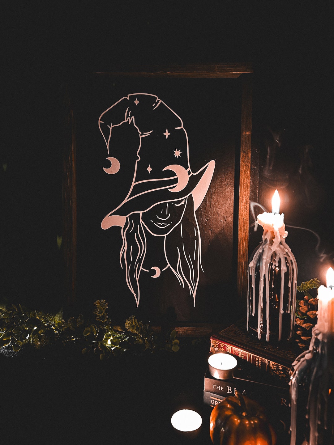 Lunar Witch Portrait Wooden Sign | Witch Wall Decor | Gothic Home Decor ...