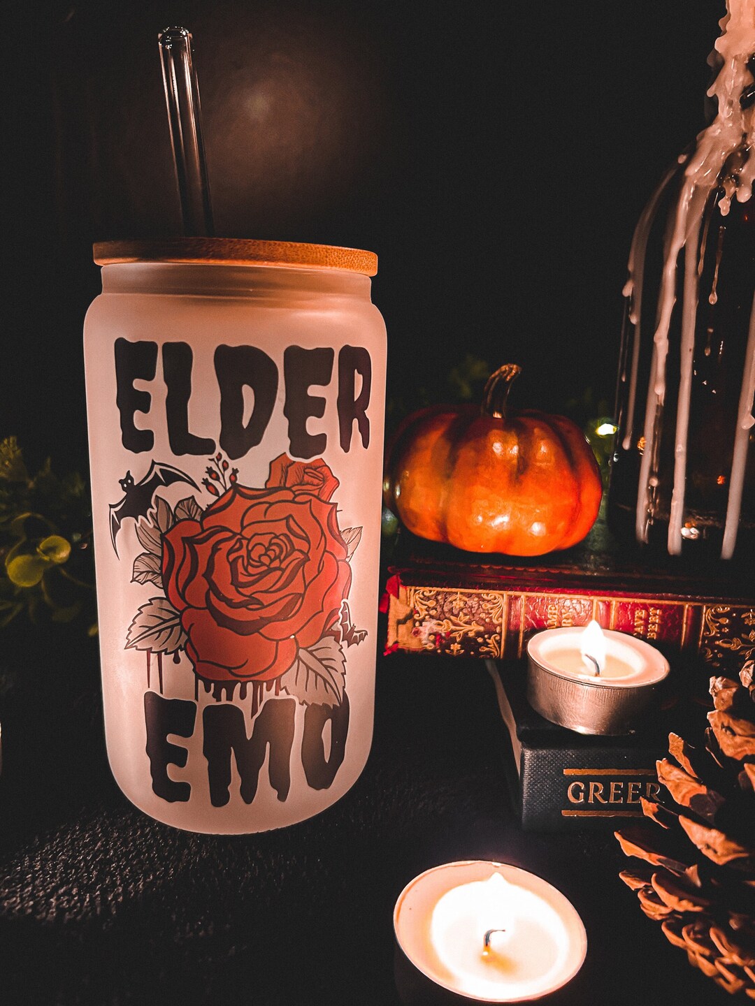 Elder Emo Iced Coffee Frosted Glass Libbey Can, Witchy Goth Coffee ...