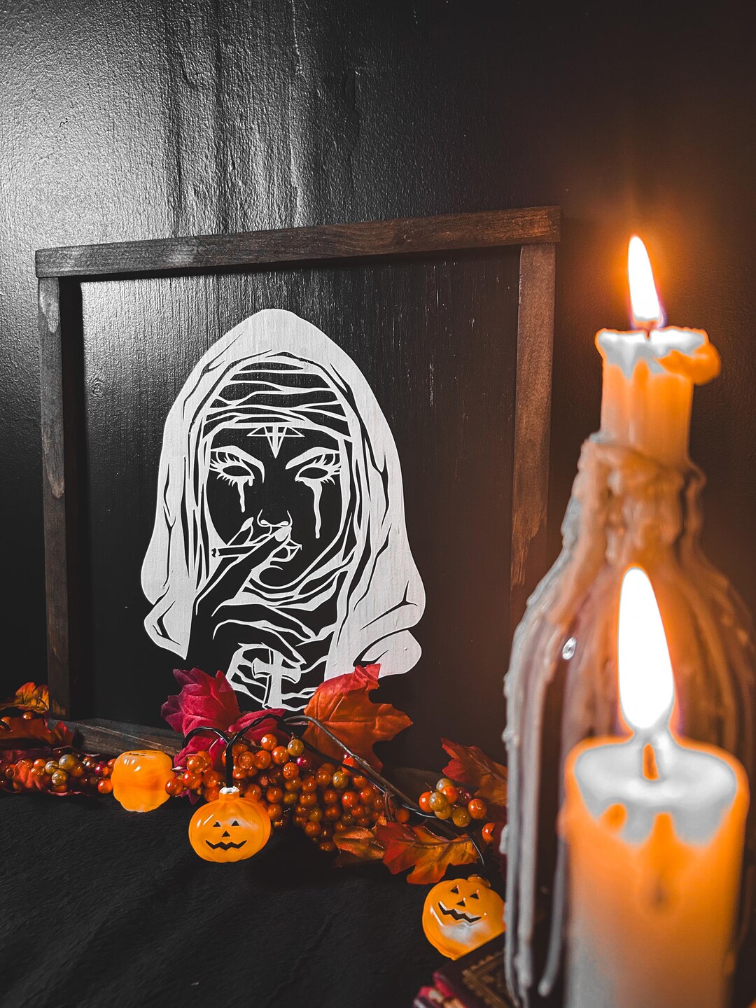 Evil Nun Wooden Sign | Creepy Wall Decor | Gothic Home Decor | Rustic ...