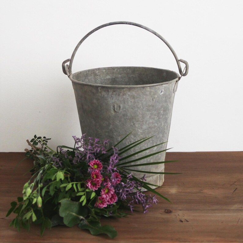 Vintage French Zinc Garden Flower Bucket Classic Florist - Etsy