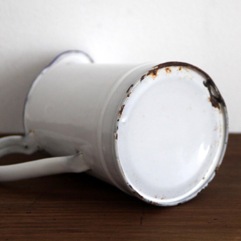 Vintage French Small White Enamel Water Jug Pitcher - Etsy
