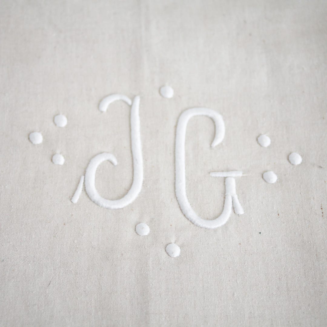 Vintage French Metis Wedding Bed Sheet Initials G & J Never Used ...