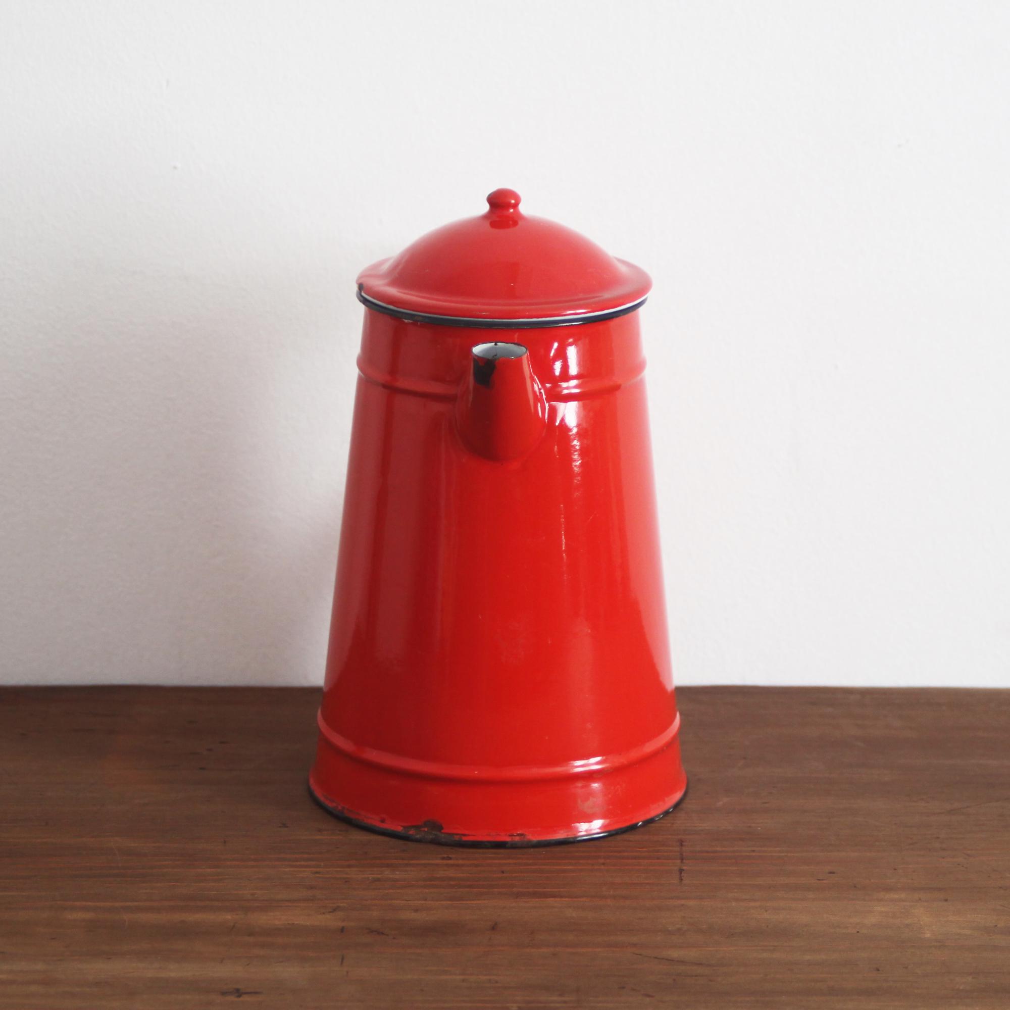 Vintage French Red Enamel Coffee Pot - Etsy