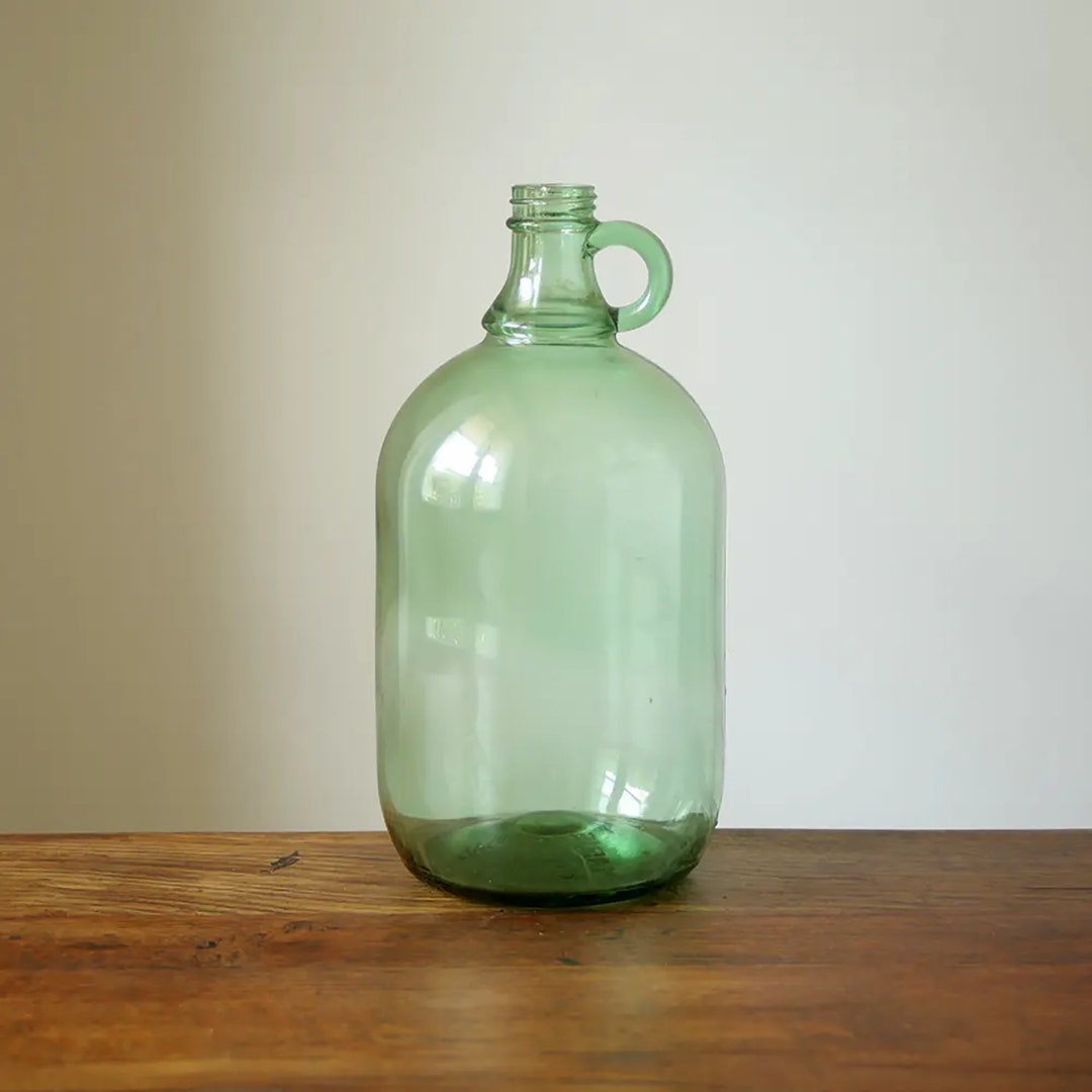 Vintage French Green Glass Bottle - Etsy