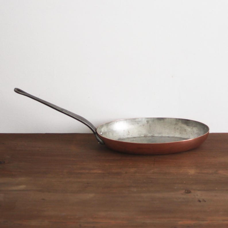 Vintage French Copper Fish Pan: Cast Iron Handle, 32cm Sauté Skillet - Etsy