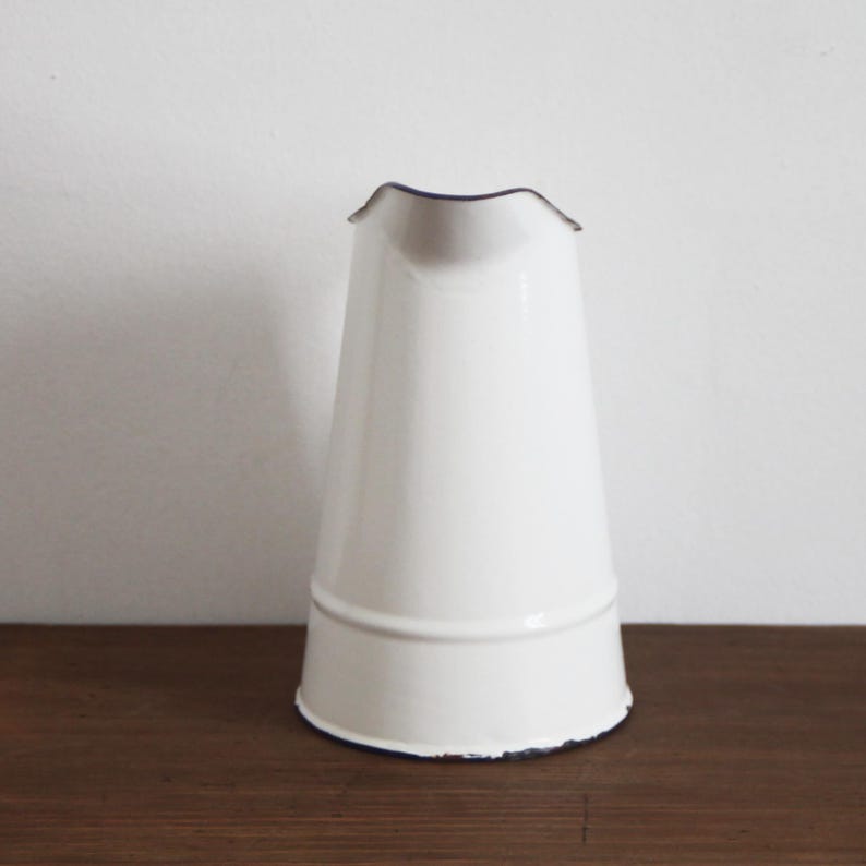 Vintage French Small White Enamel Water Jug Pitcher - Etsy