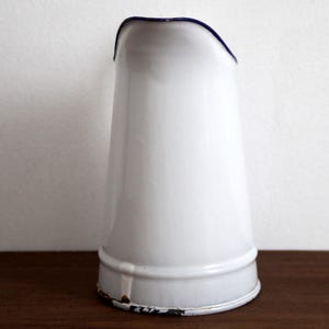 Vintage French Small White Enamel Water Jug Pitcher - Etsy