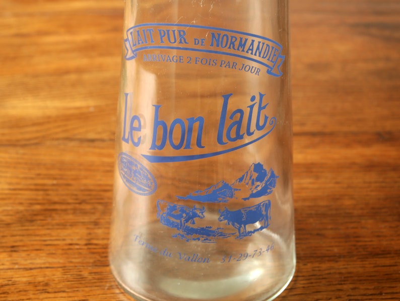 Vintage French Le Bon Lait Normandie Glass Milk Bottle With - Etsy