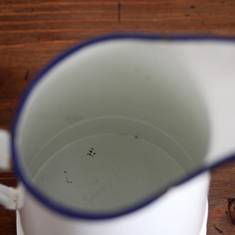 Vintage French Small White Enamel Water Jug Pitcher - Etsy