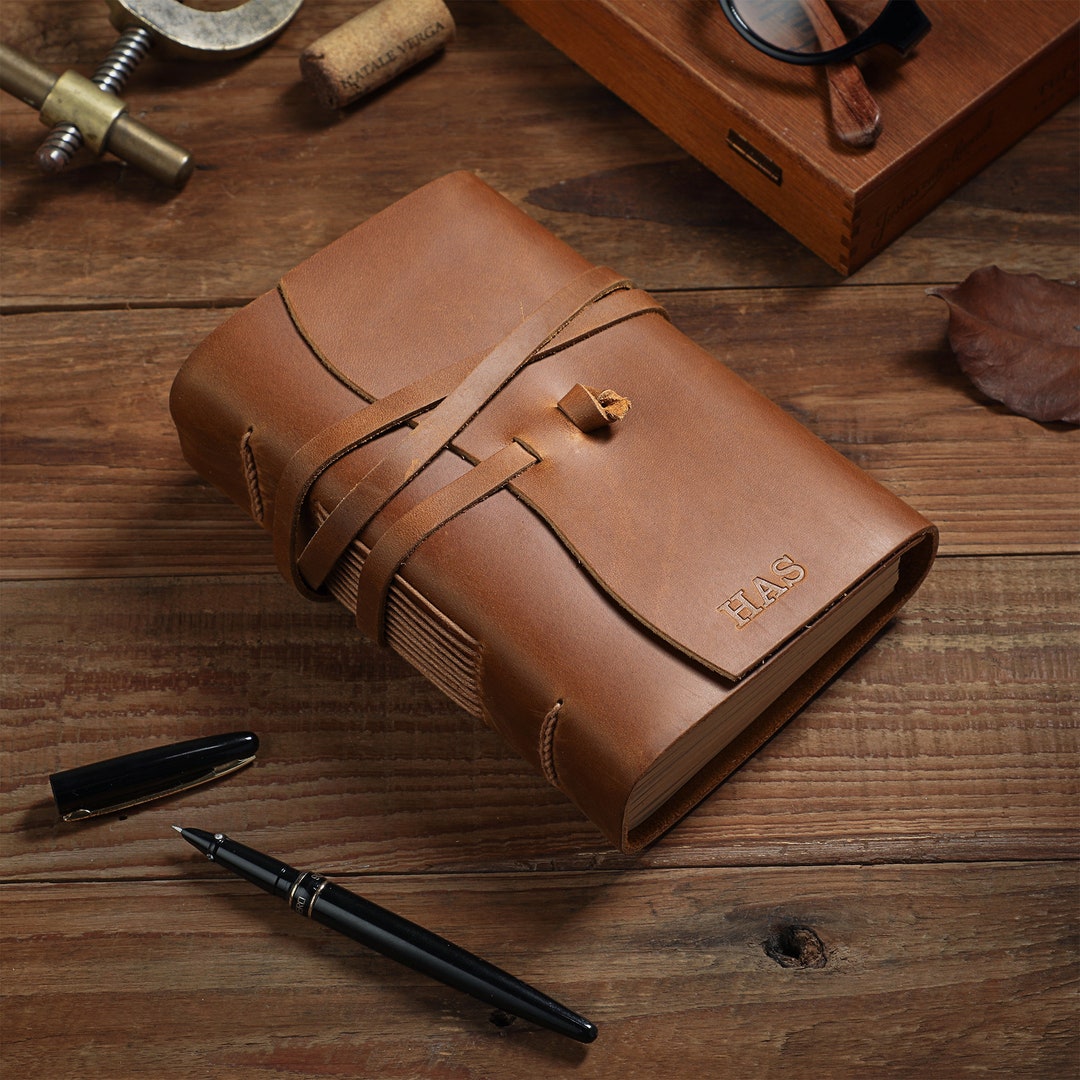 Rustic Leather Bound Journal | Vintage Sketchbook | Kraft Plain Papers ...