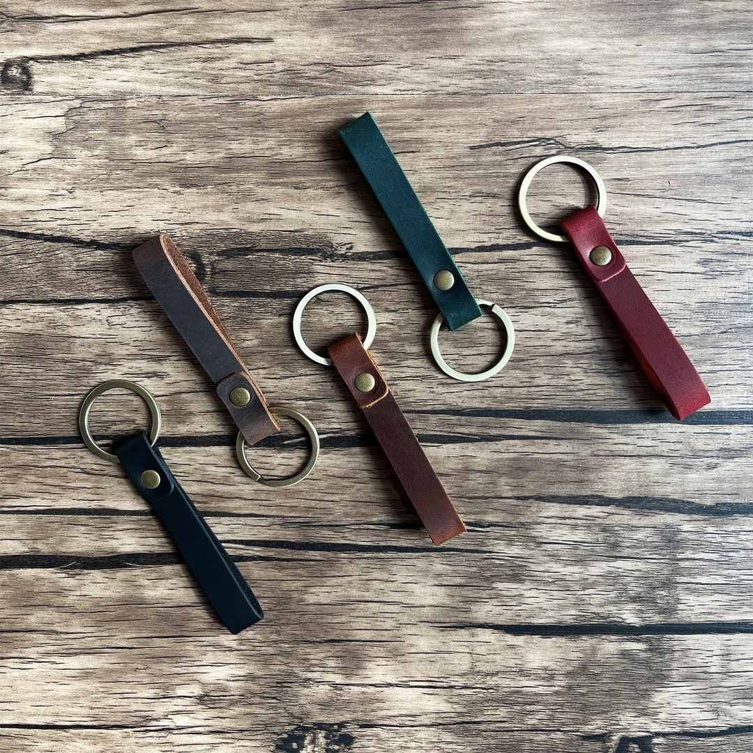 Natural Leather Key Chain | 5 Colors Leather Key Ring - Etsy