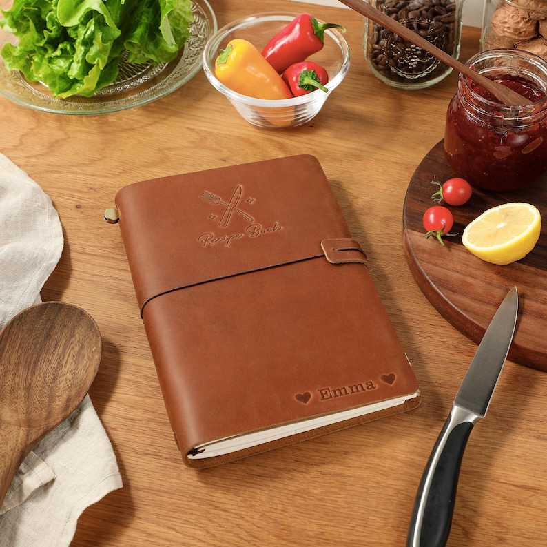 Personalized A5 Leather Recipe Book, Family Recipe Book, Custom Cooking ...