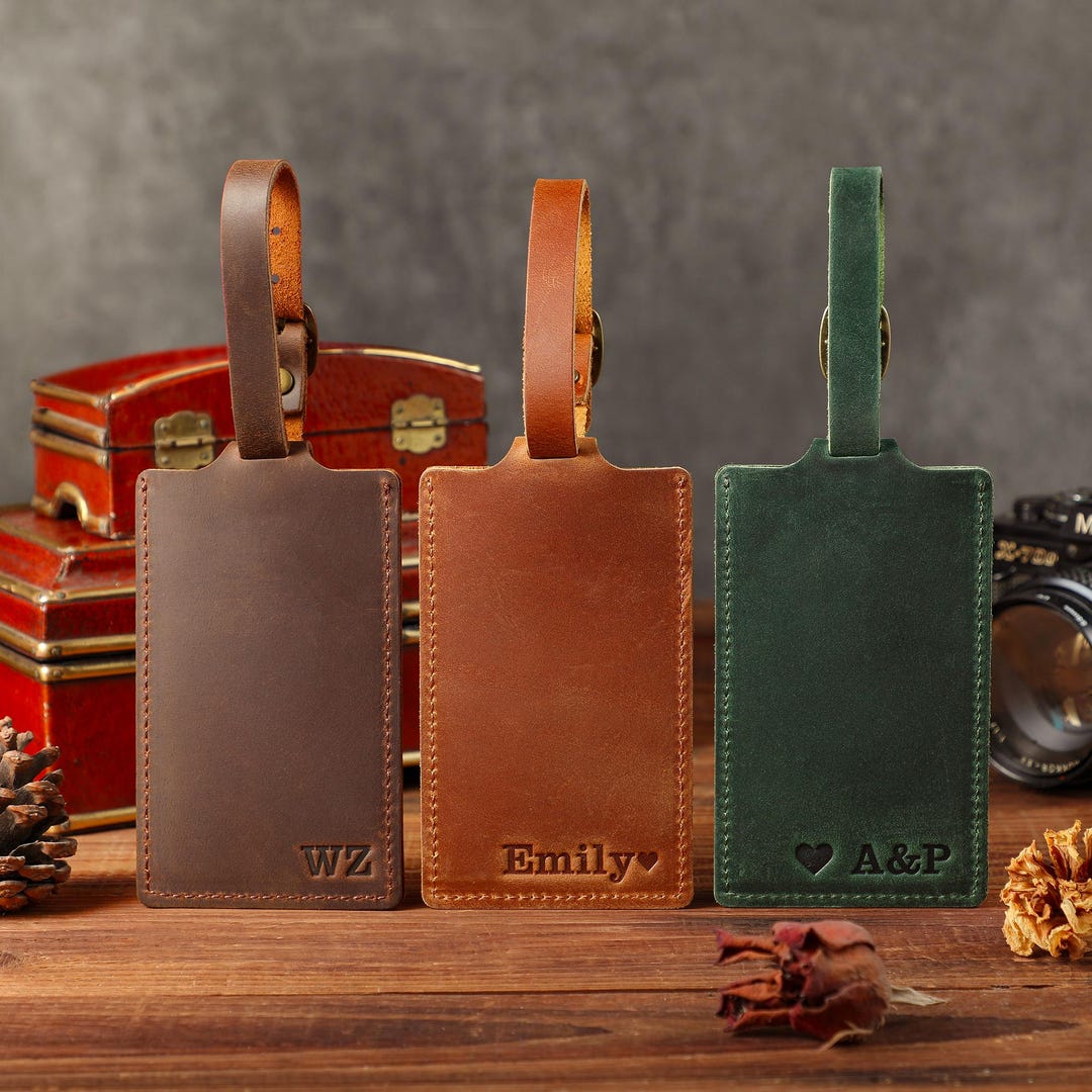 Personalized Leather Luggage Tag, Custom Name Luggage Tag, Personalized ...