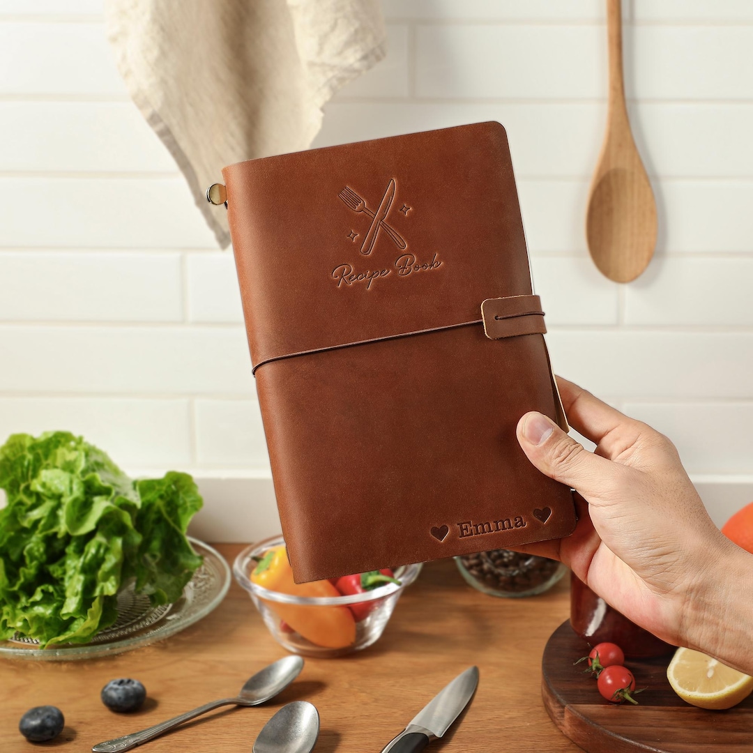 Personalized A5 Leather Recipe Book, Family Recipe Book, Custom Cooking ...