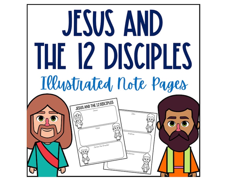 Jesus and the 12 Disciples Illustrated Note Pages | Graphic Organizer ...